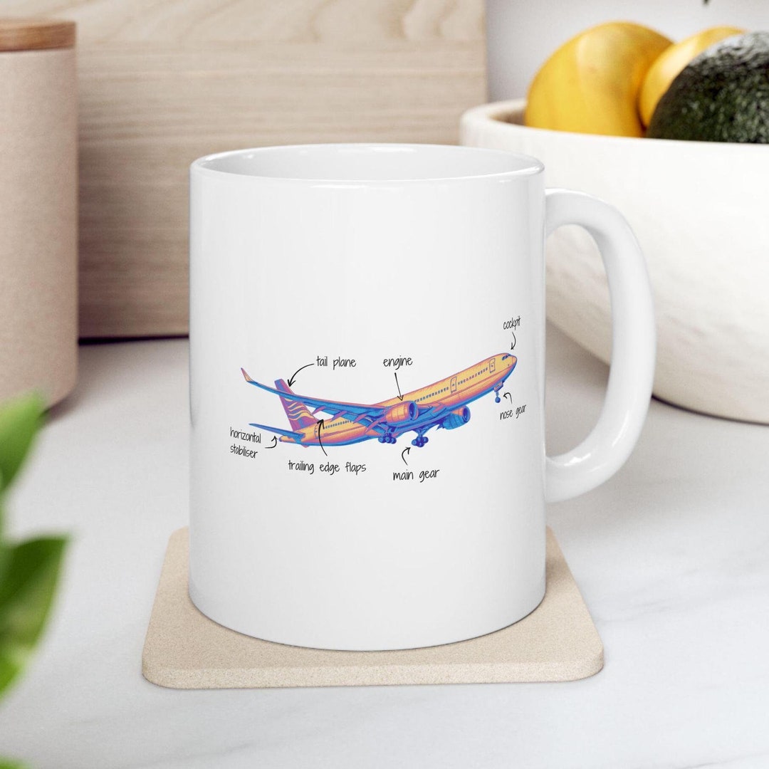 Airplane Diagram Mug, Aviation Gifts, Plane Schematic Mug, Pilot Mug ...