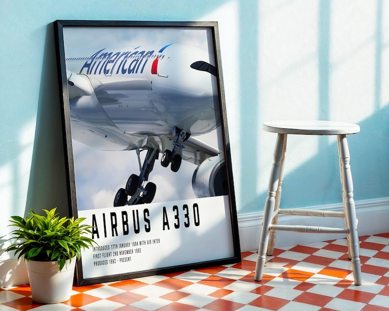 Airbus A330 Aviation Poster, American Airlines Poster, Airplane Wall ...