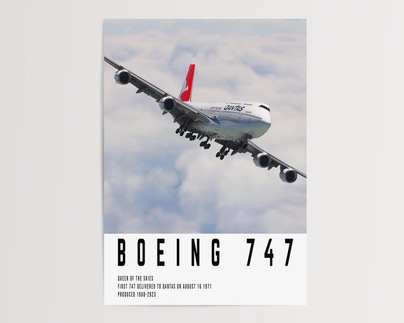Qantas Boeing 747 Poster, Aviation Print, Gift for Aviation Enthusiasts ...