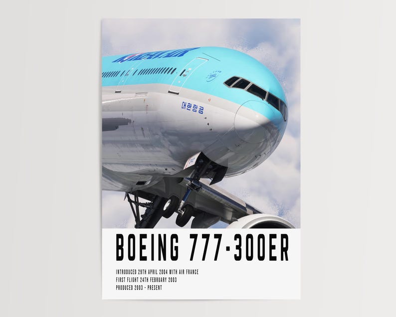 Korean Air Boeing 777 Poster, Aviation Enthusiast Decor, Cool Gifts for ...
