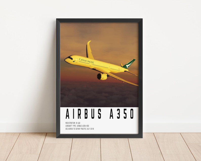 Cathay Pacific Airbus A350 Poster - Aviation Wall Art, Airplane Decor ...