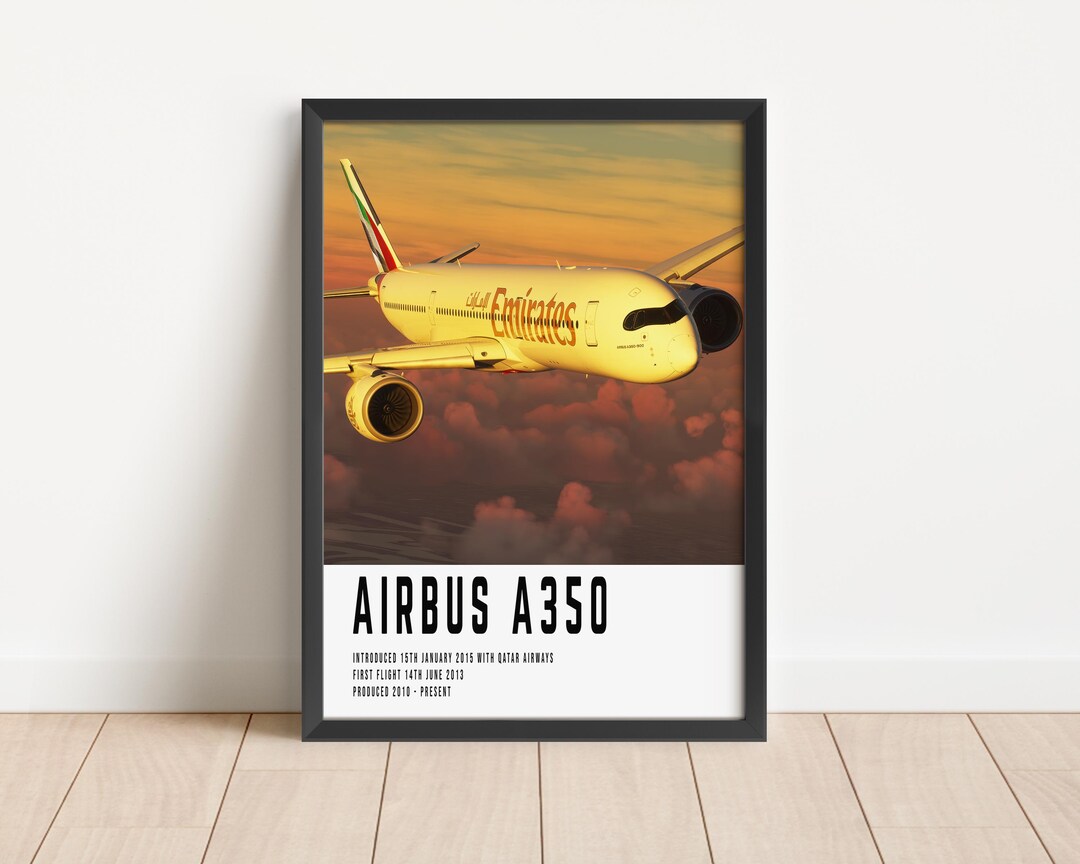 Emirates New Airbus A350 Poster, Aviation Prints, Airliner Poster, Cool ...