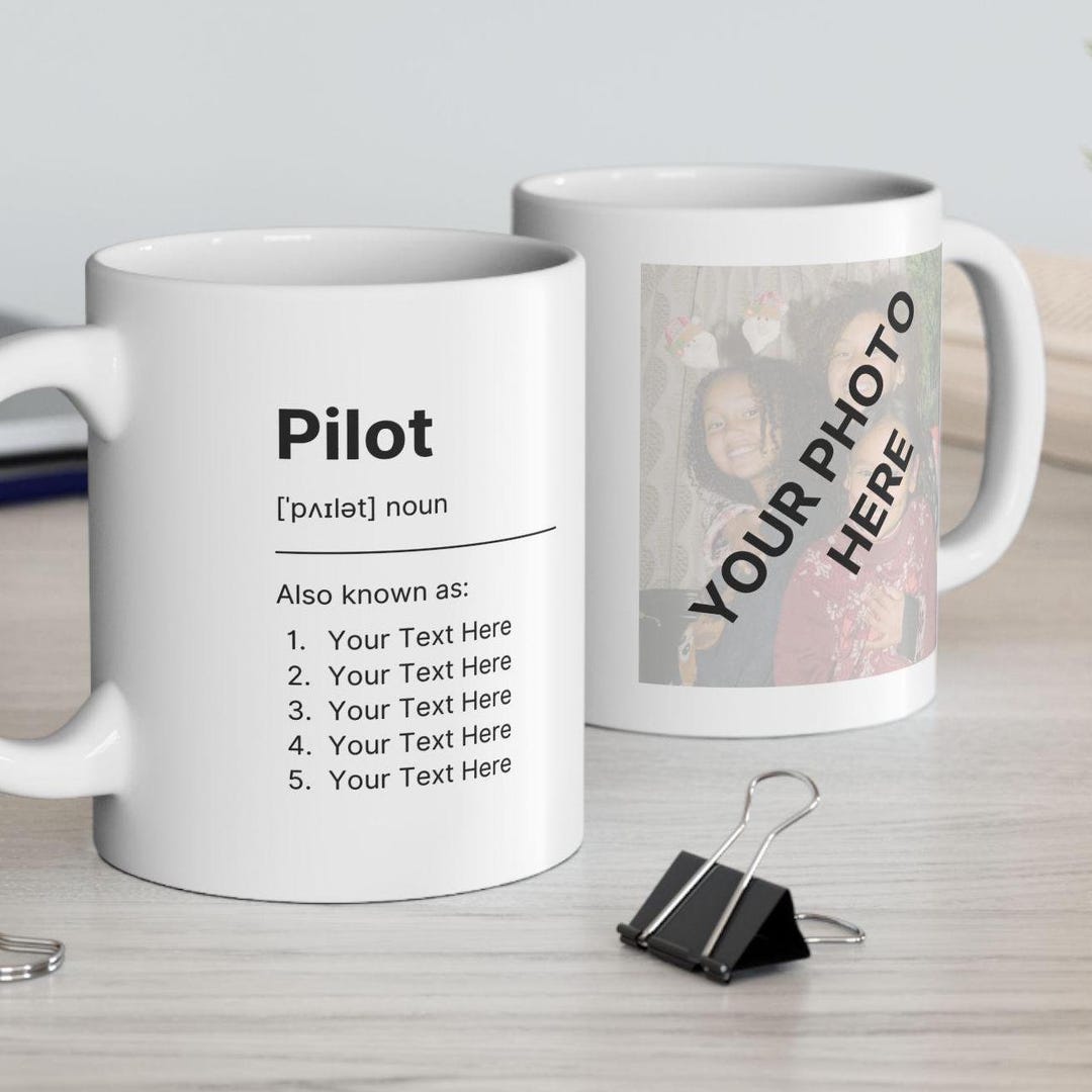 Personalized Pilot Picture Mug, Unique Coffee Mug for Pilots ...