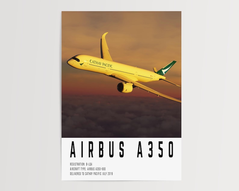 Cathay Pacific Airbus A350 Poster - Aviation Wall Art, Airplane Decor ...