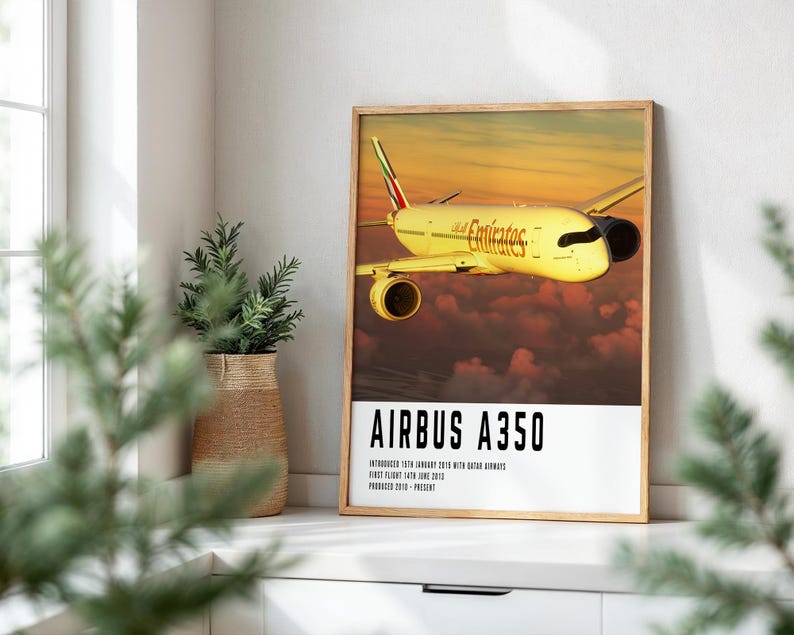 Emirates Airbus A350 Aviation Poster: Modern Airliner Art - Etsy