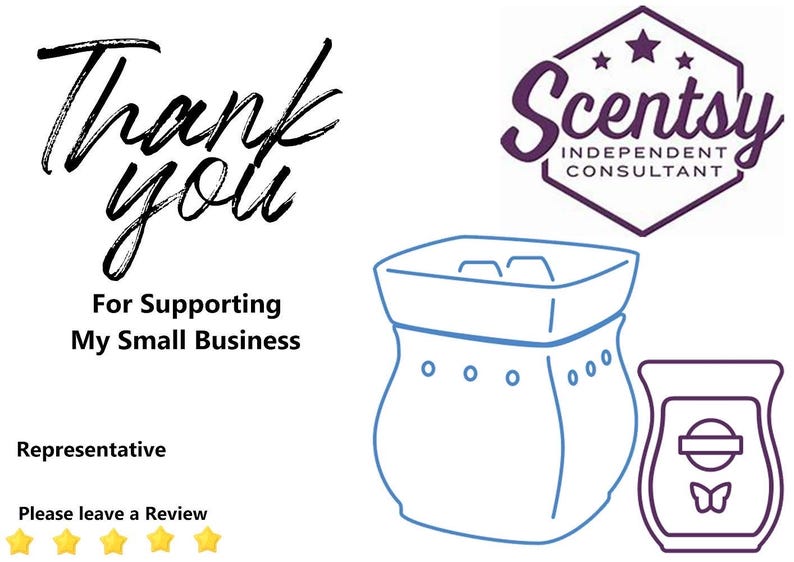 50 A6 Thank You for Supporting My Business Scentsy Cards for Scentsy ...