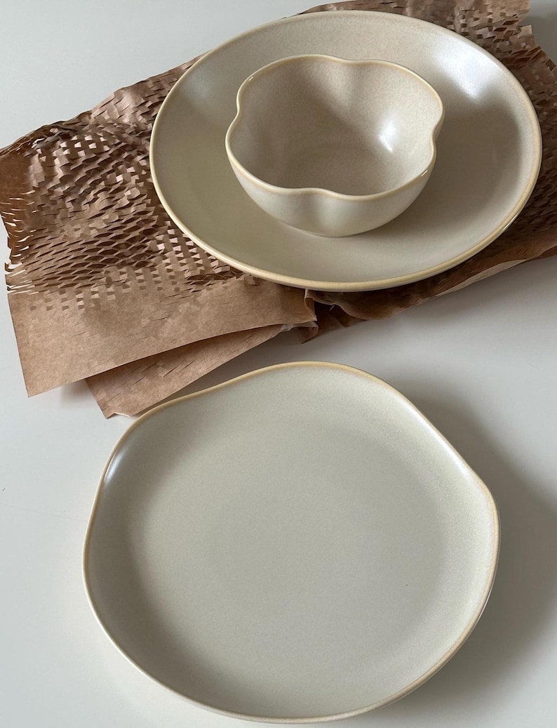 Christmas Gift | Handmade Minimalist Ceramic Bowl and Plate Set, Modern ...