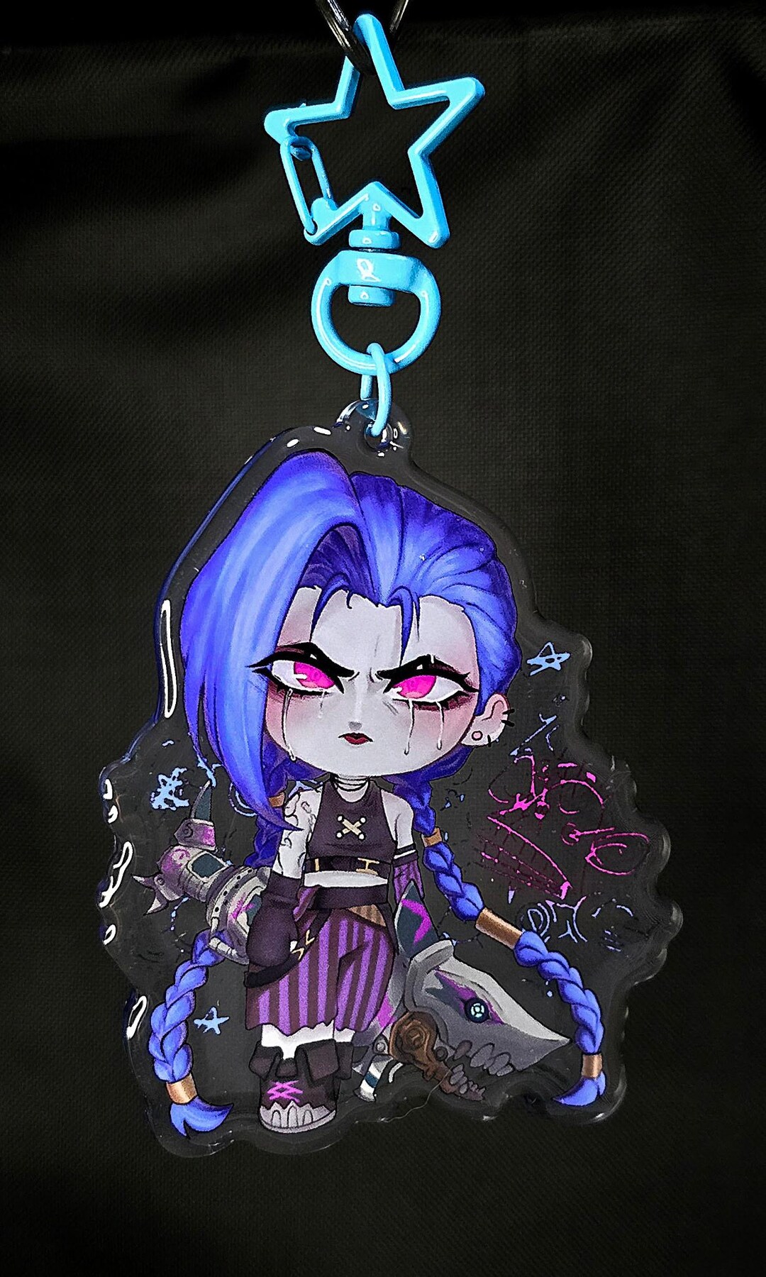 Arcane League of Legends Jinx Double Sided Acrylic Epoxy Keychain. - Etsy