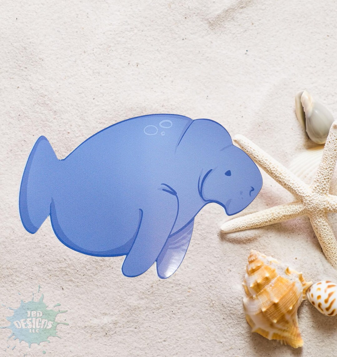 Manatee - Hand Drawn Sticker - Etsy