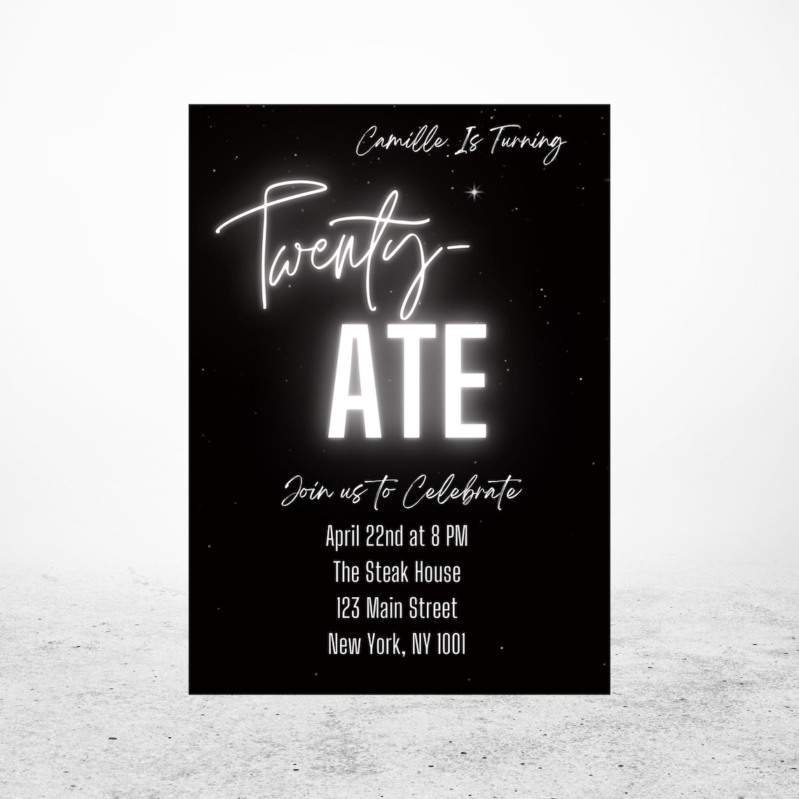 Twenty-ate Birthday Invitation | Editable Canva Template | Digital ...