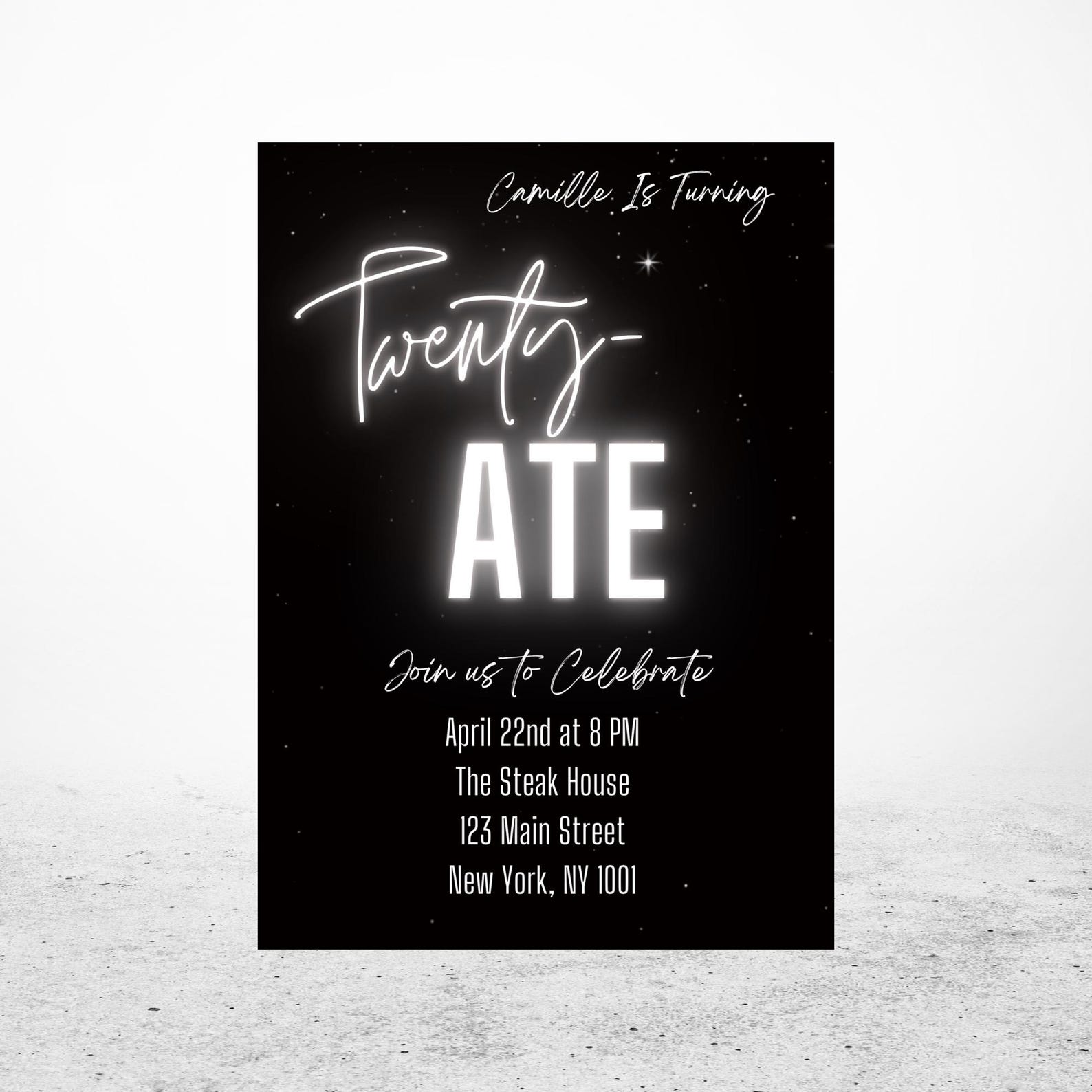 Twenty-ate Birthday Invitation | Editable Canva Template | Digital ...