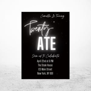 Twenty-ate Birthday Invitation | Editable Canva Template | Digital ...