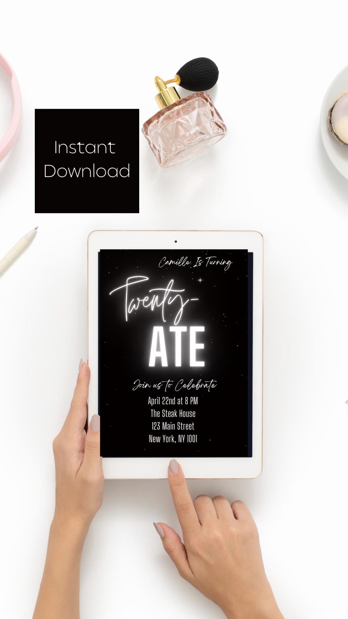 Twenty-ate Birthday Invitation | Editable Canva Template | Digital ...