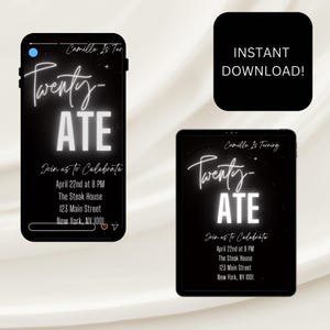 Twenty-ate Birthday Invitation | Editable Canva Template | Digital ...