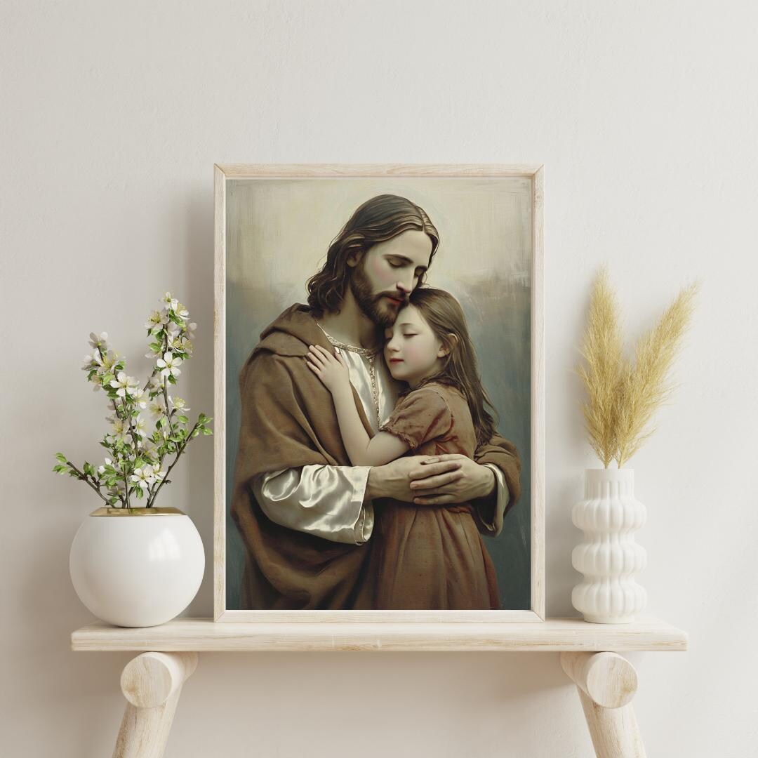 Jesus Embracing Little Girl - Etsy