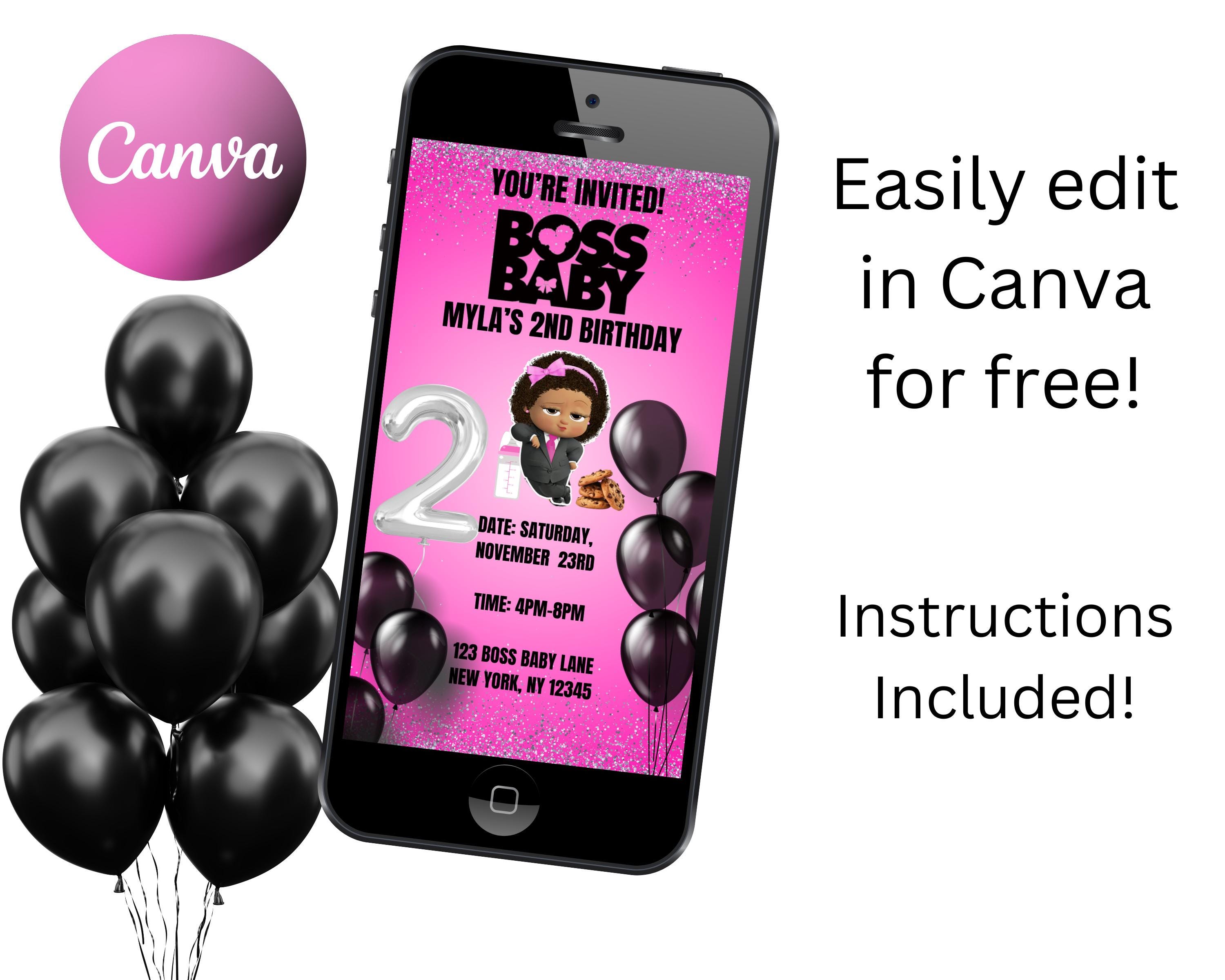 Boss Baby Digital Invitation | Easy to Edit Invite | Easy Download Boss ...