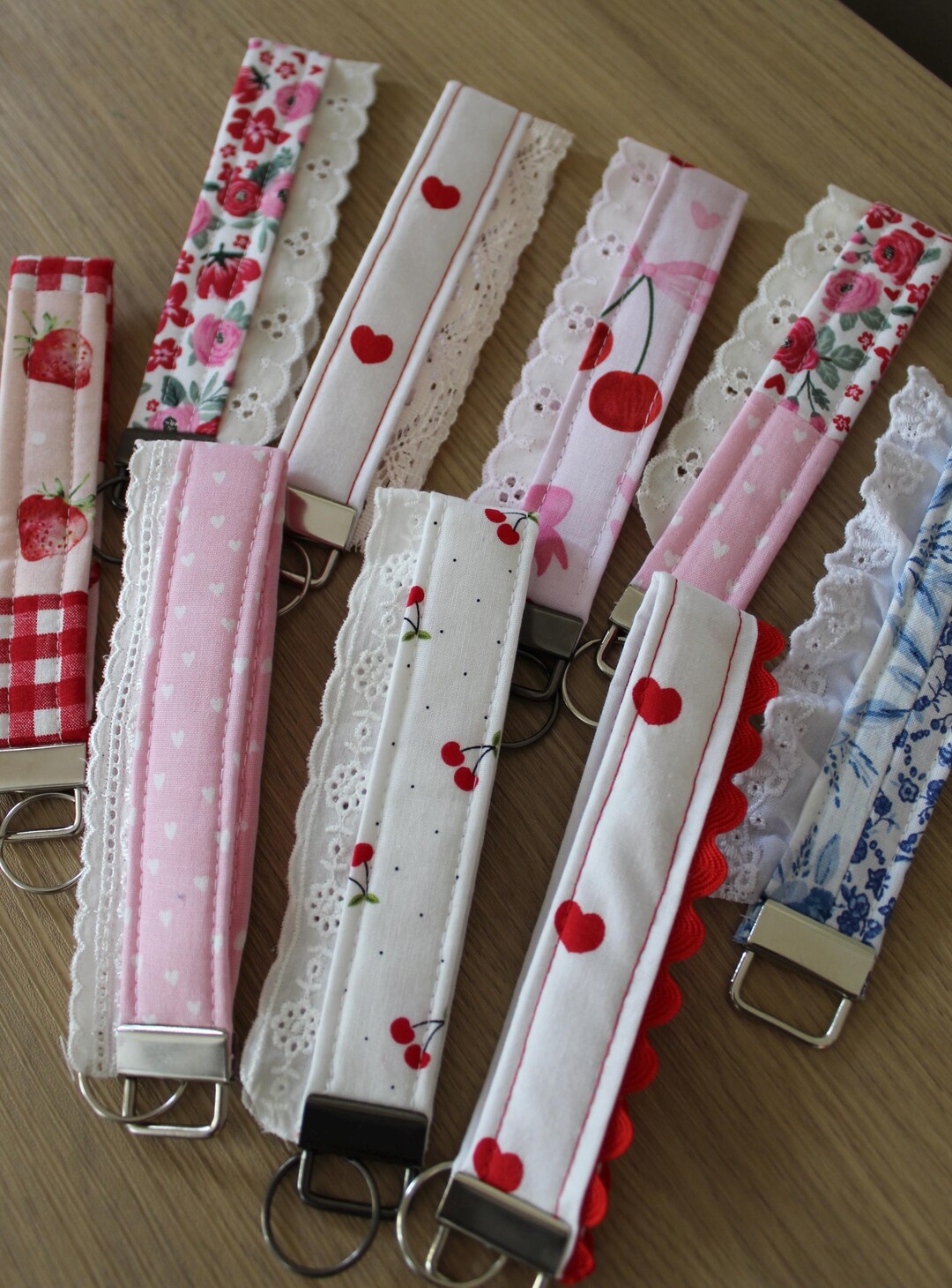 Fabric Key Chain Wristlet- Handmade With Added Decorative Trim - Etsy
