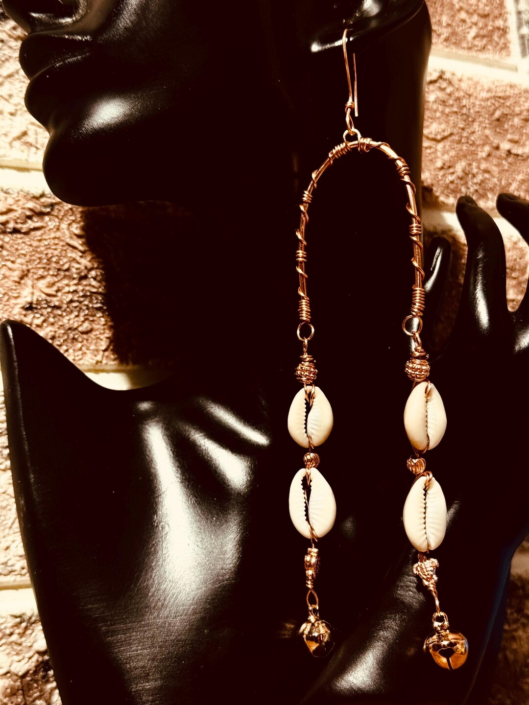 Cowrie Shells and Bells Handmade Copper Earrings - Etsy