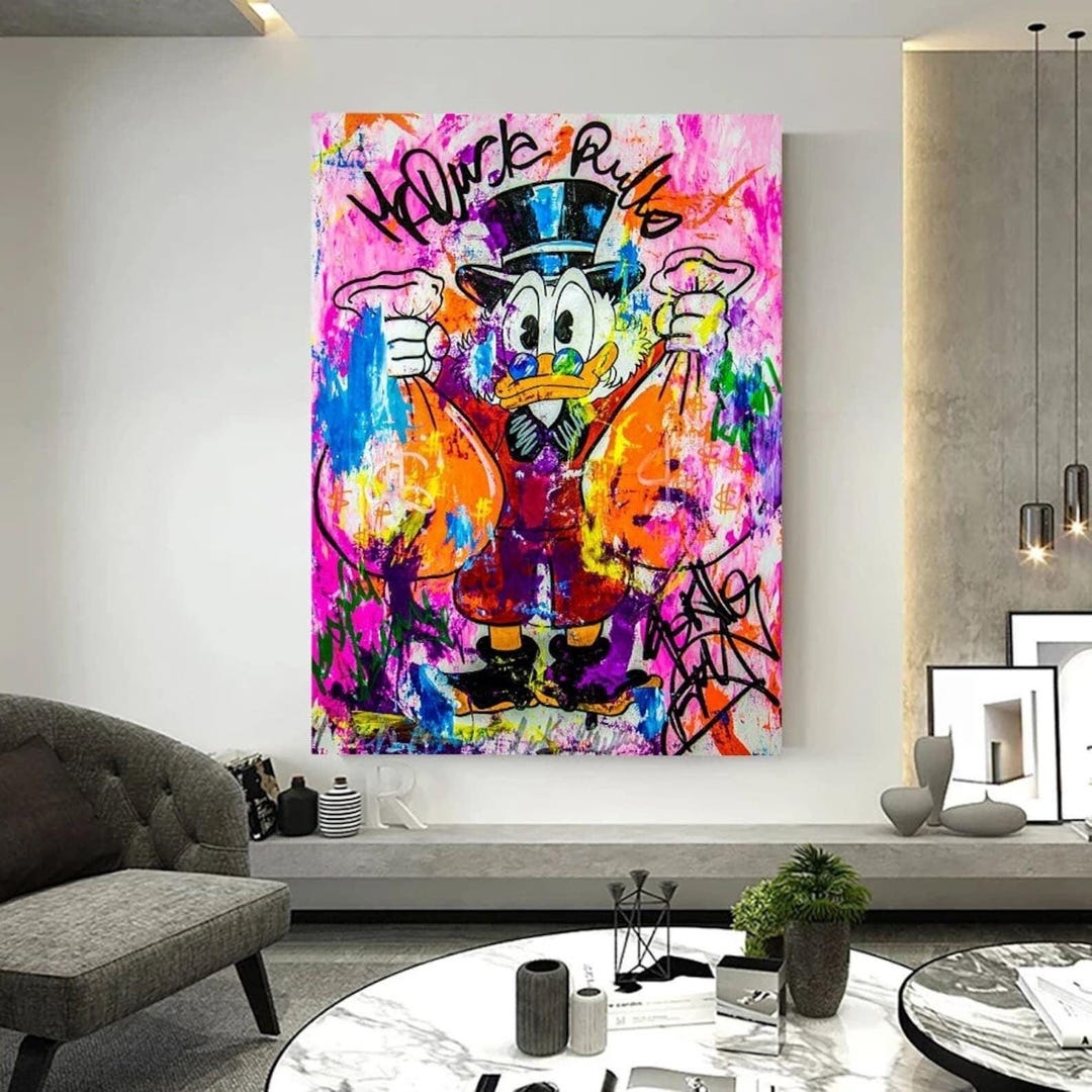 Graffiti Art Donald Duck Rich Money Canvas Painting on the Wall Art ...