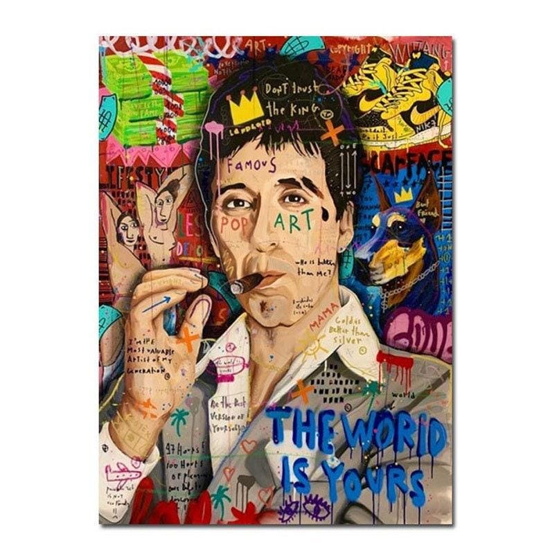 Scarface Tony Montana Smokes Graffiti Pop Art Canvas Painting Modern ...