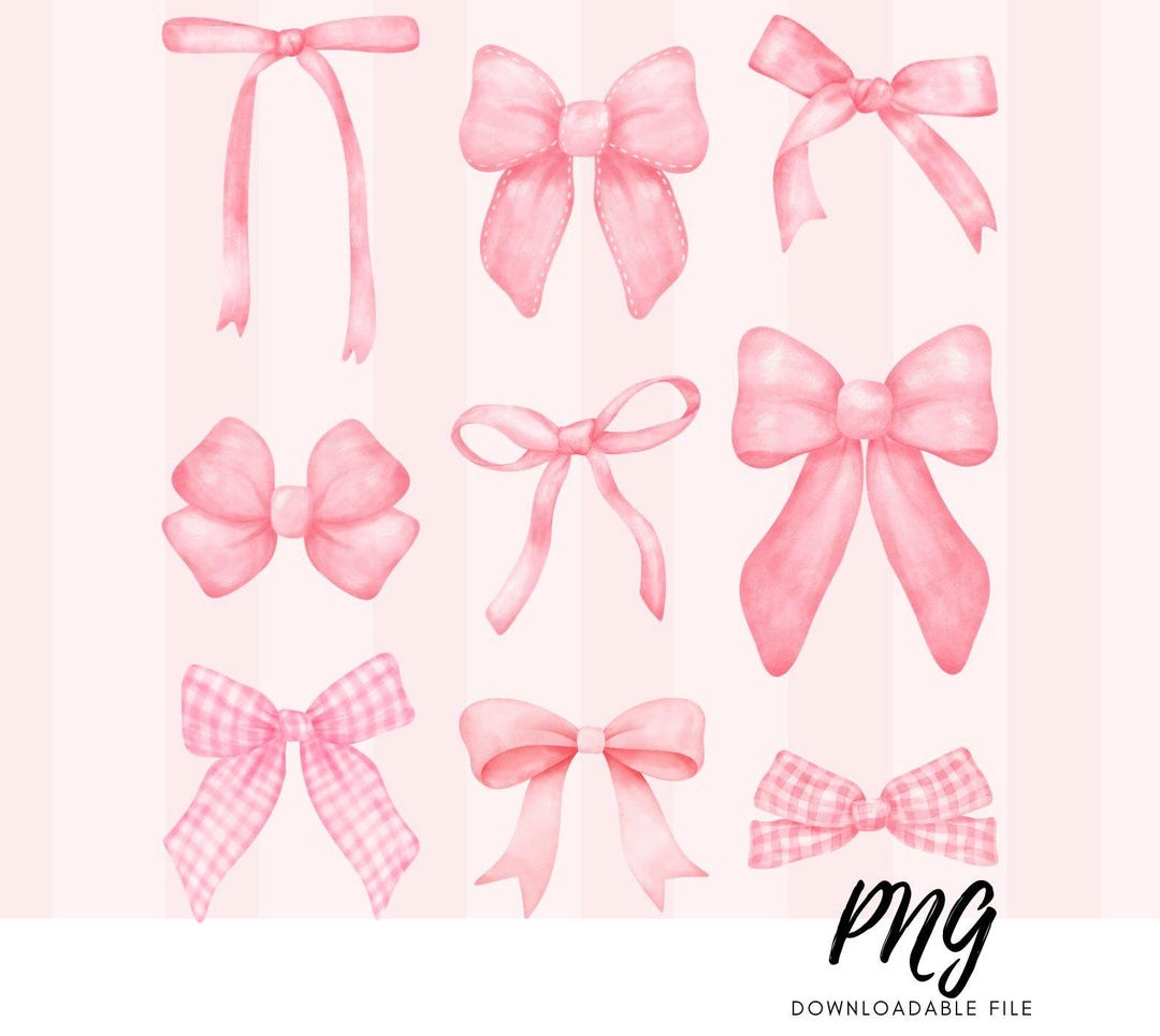Pretty Pink Bows Pink Bow Preppy Coquette Style Girl Valentines Day PNG ...