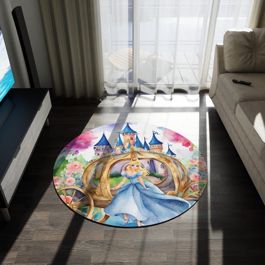 Cinderella Round Rug, Magical Kids Room Decor, Fairy Tale Carpet ...