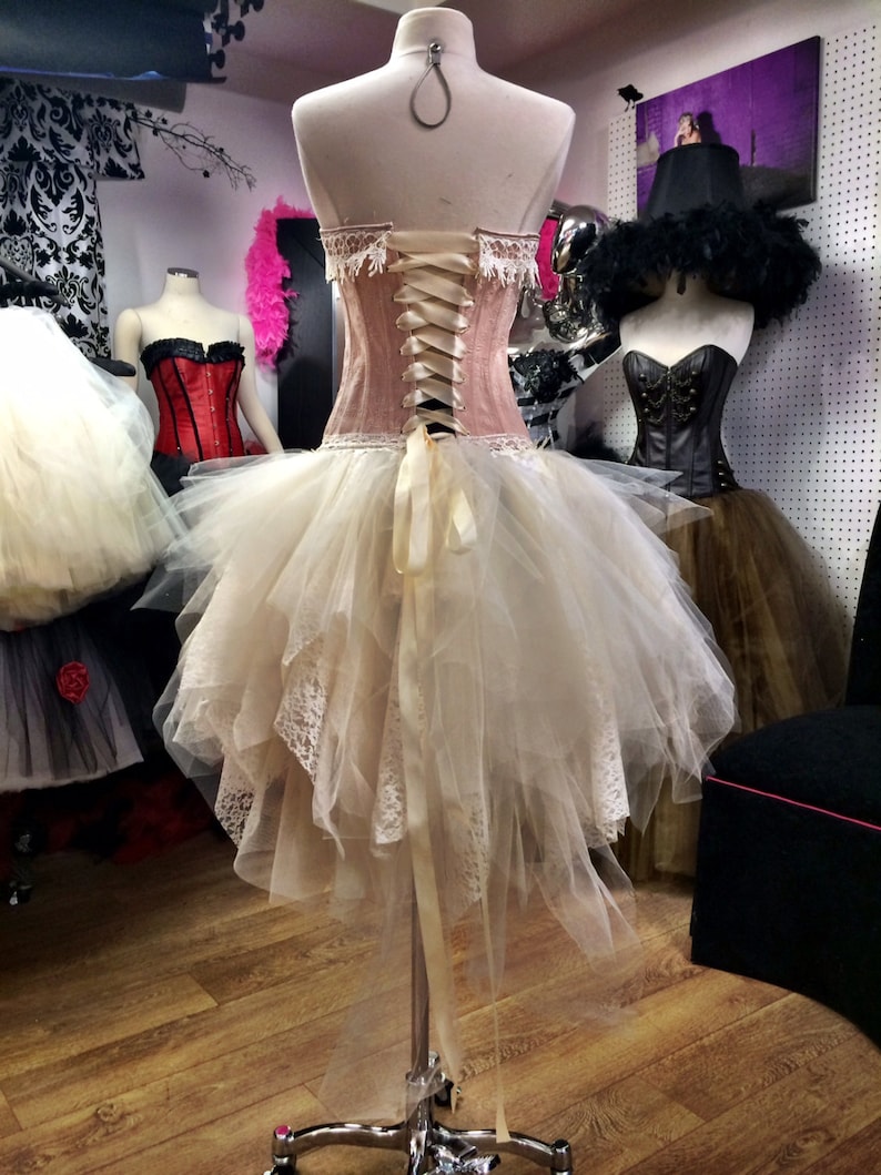 Custom Size Peach and ivory lace tutu burlesque corset prom | Etsy