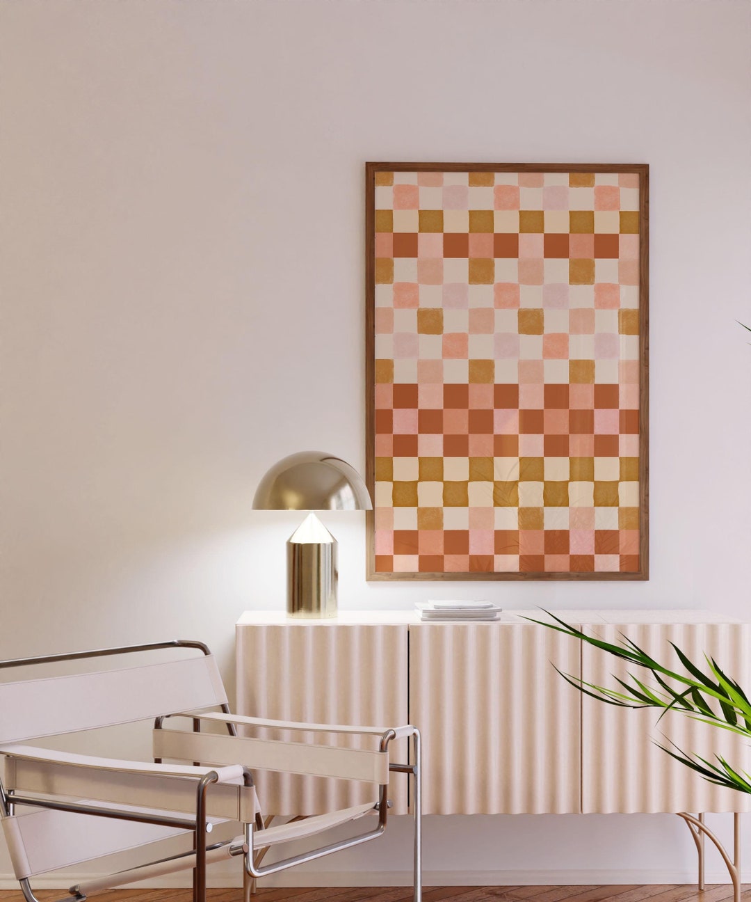 Checker Painted Colorful Wall Art, Trendy Patterned Print, Pink Gallery ...