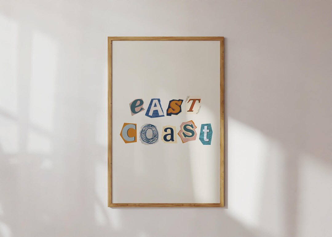 East Coast Vintage Collage Art, Dorm Room Decor, Coastal Cowgirl Print ...