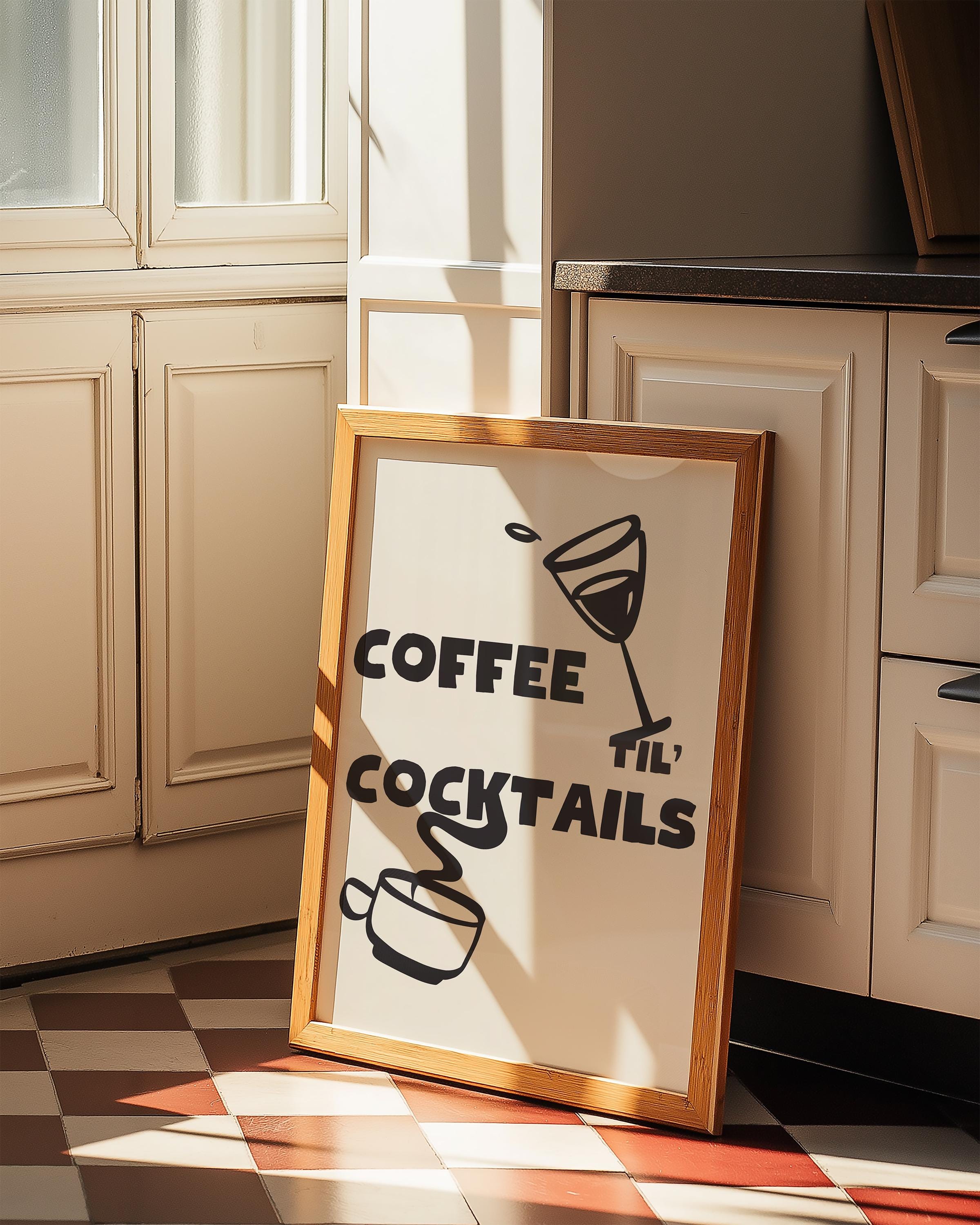 Coffee Til' Cocktails, Bar Cart Art, Coffee Bar Print, Cocktails ...