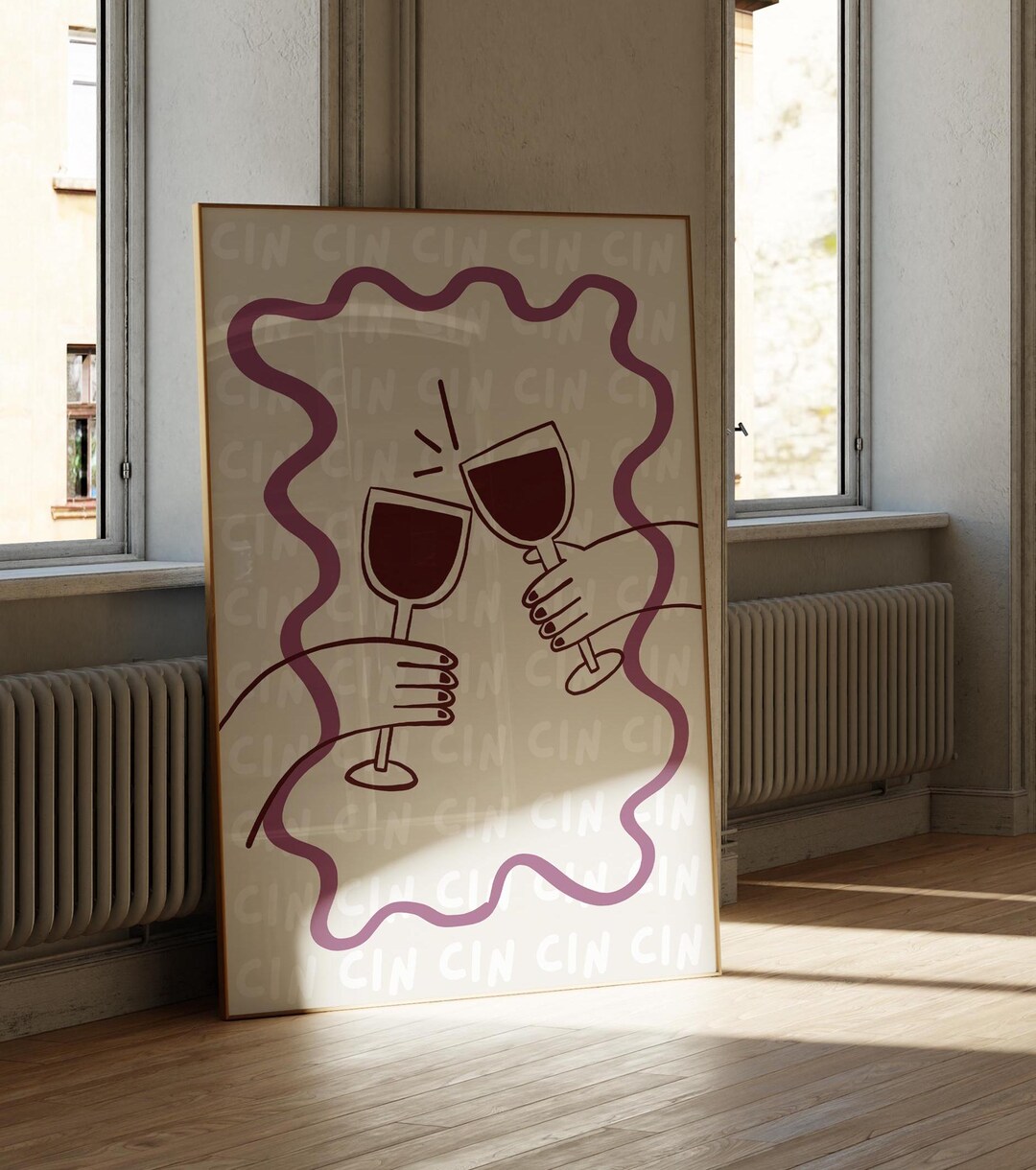 Wine Cheers Digital Wall Art, Cin Cin Art, Cheers Art, Funky Cheers ...