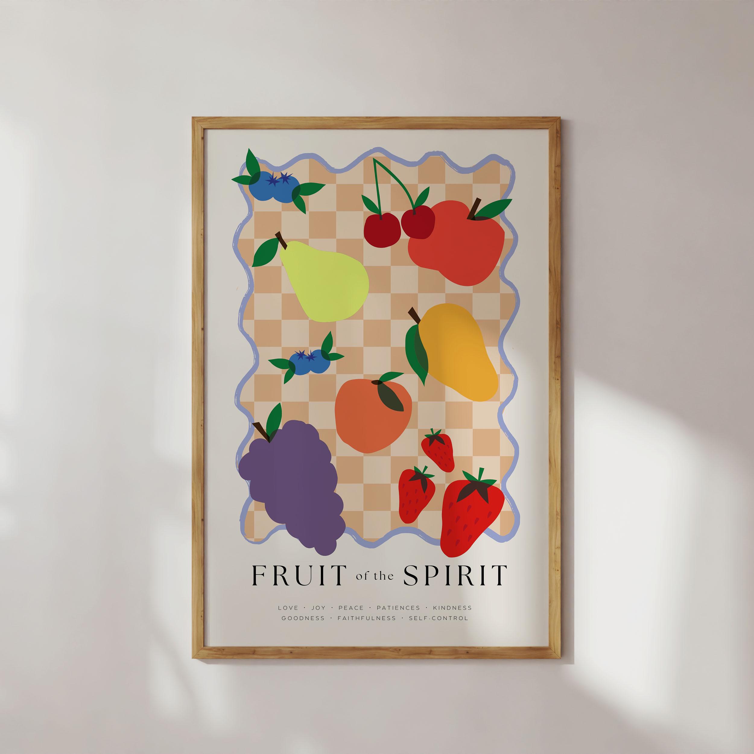 Fruit of the Spirit Wall Art, Retro Kitchen Poster Colorful Fruit Print ...