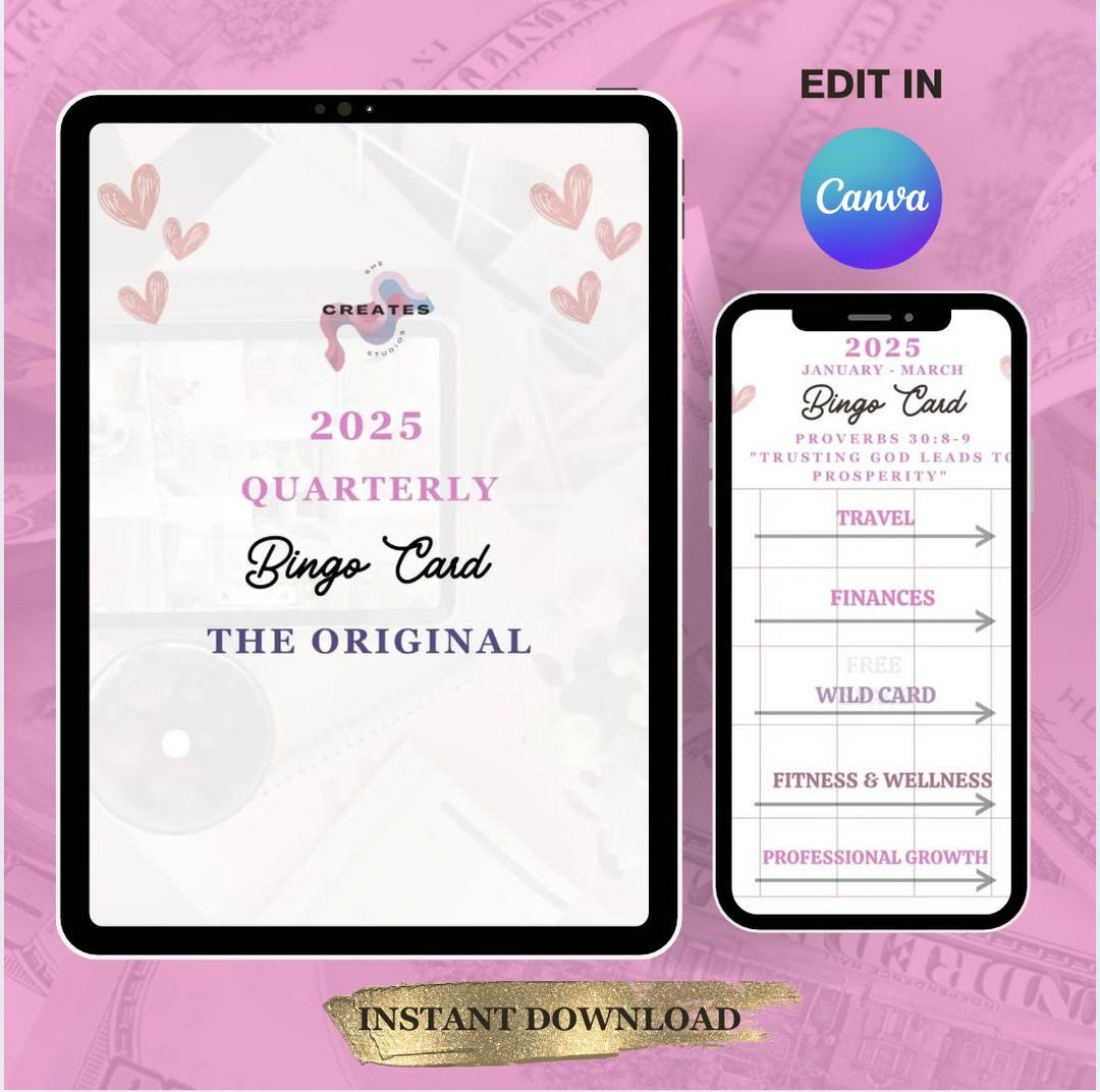 Quarterly Edition: (original) Bingo Card Template (editable via Canva ...