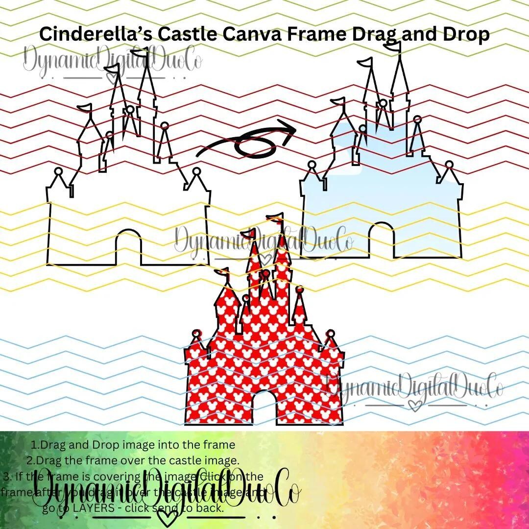 Canva Frame of Cinderella Castle Magic Kingdom Plus Bonus Digital Paper ...