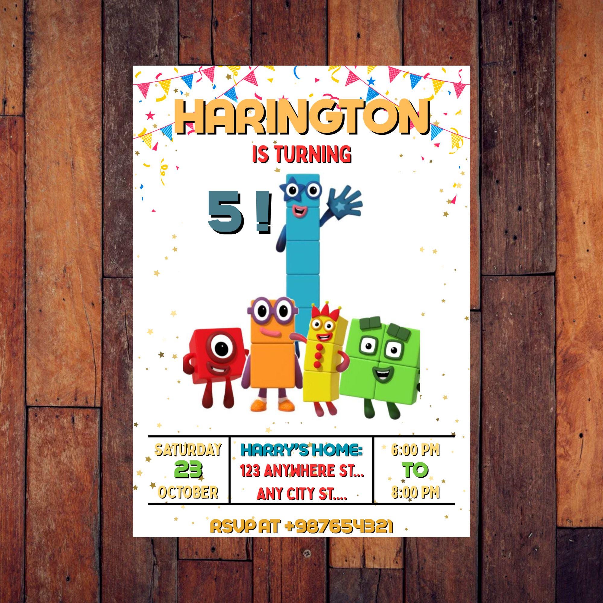 Numberblocks Birthday Party Invitation Template, Canva Design (5x7 ...