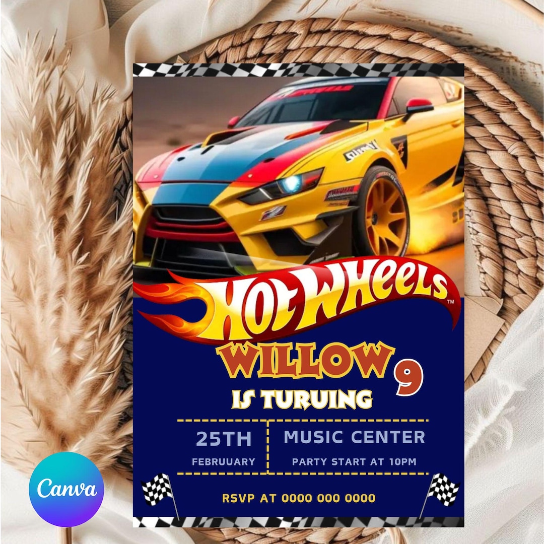 Editable Hot Wheels Birthday Invitation Template / Invitation Template ...