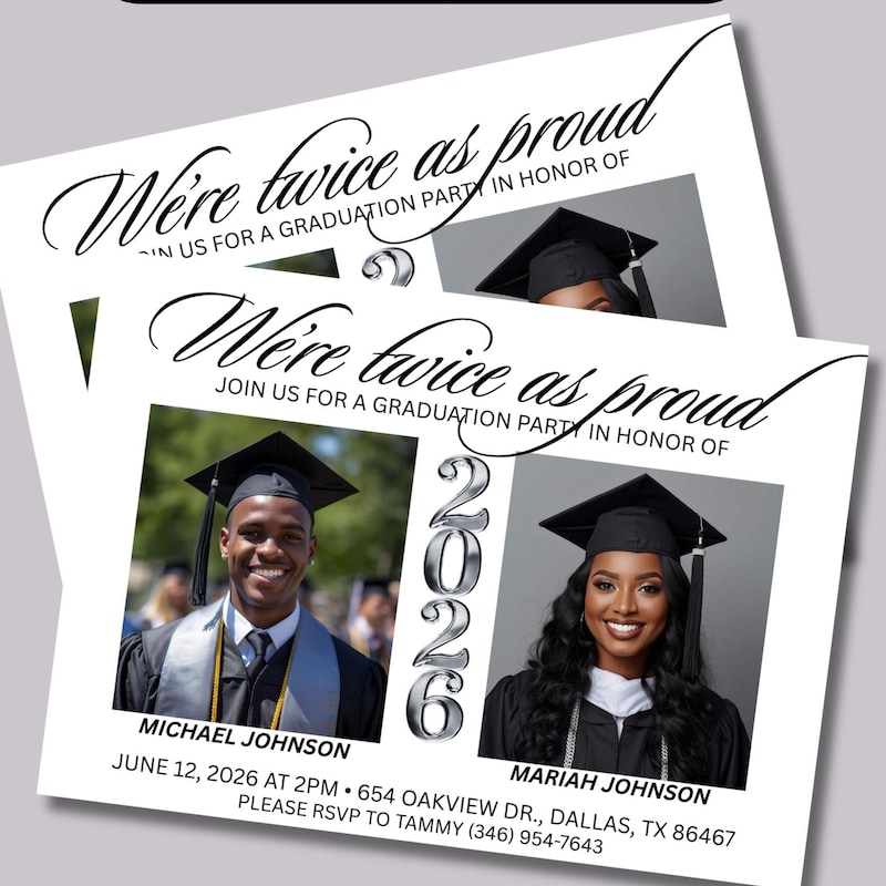 Twins Graduation Invitation - Etsy