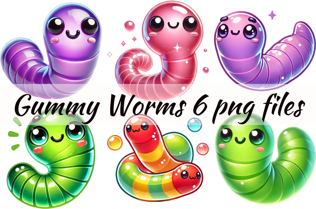 Gummy Worm Clip Art Collection-commercial Use Gummies Worms-png ...