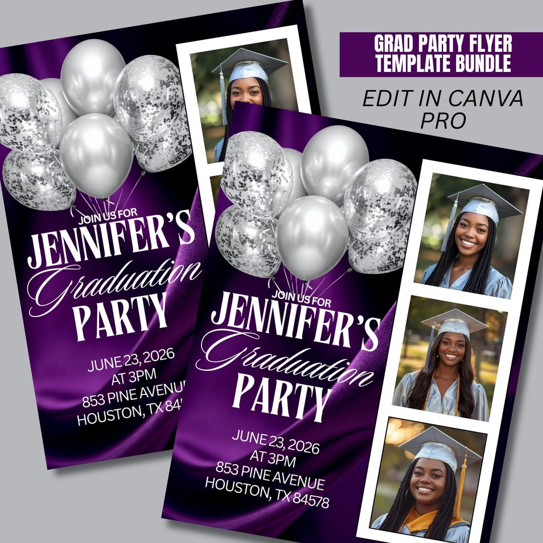 Graduation Invitation Template for Canva Editable Flyers 2026 Custom ...
