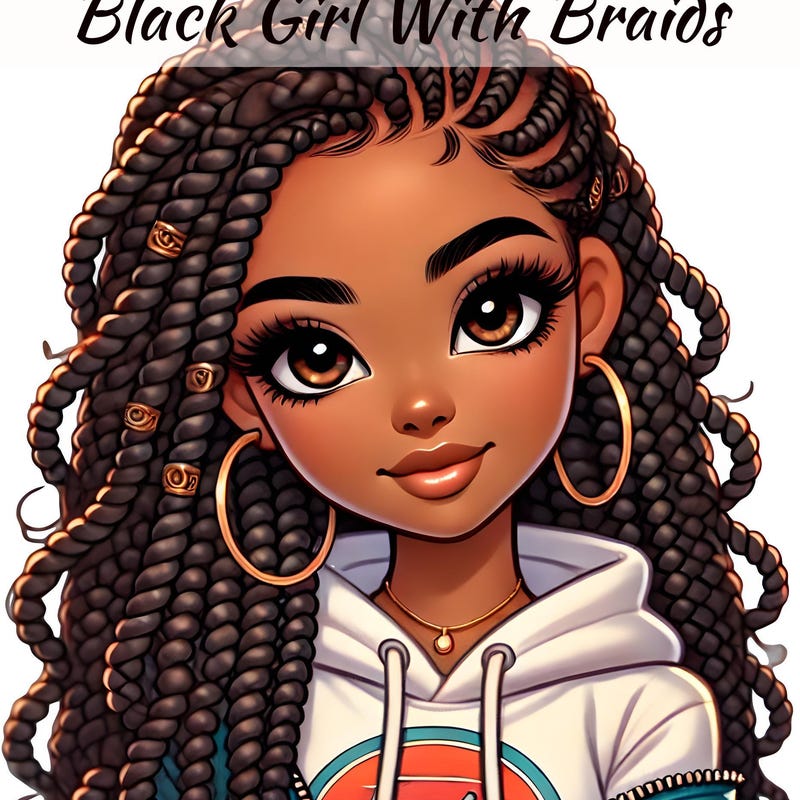 Black Kid Cartoon Girl - Etsy UK