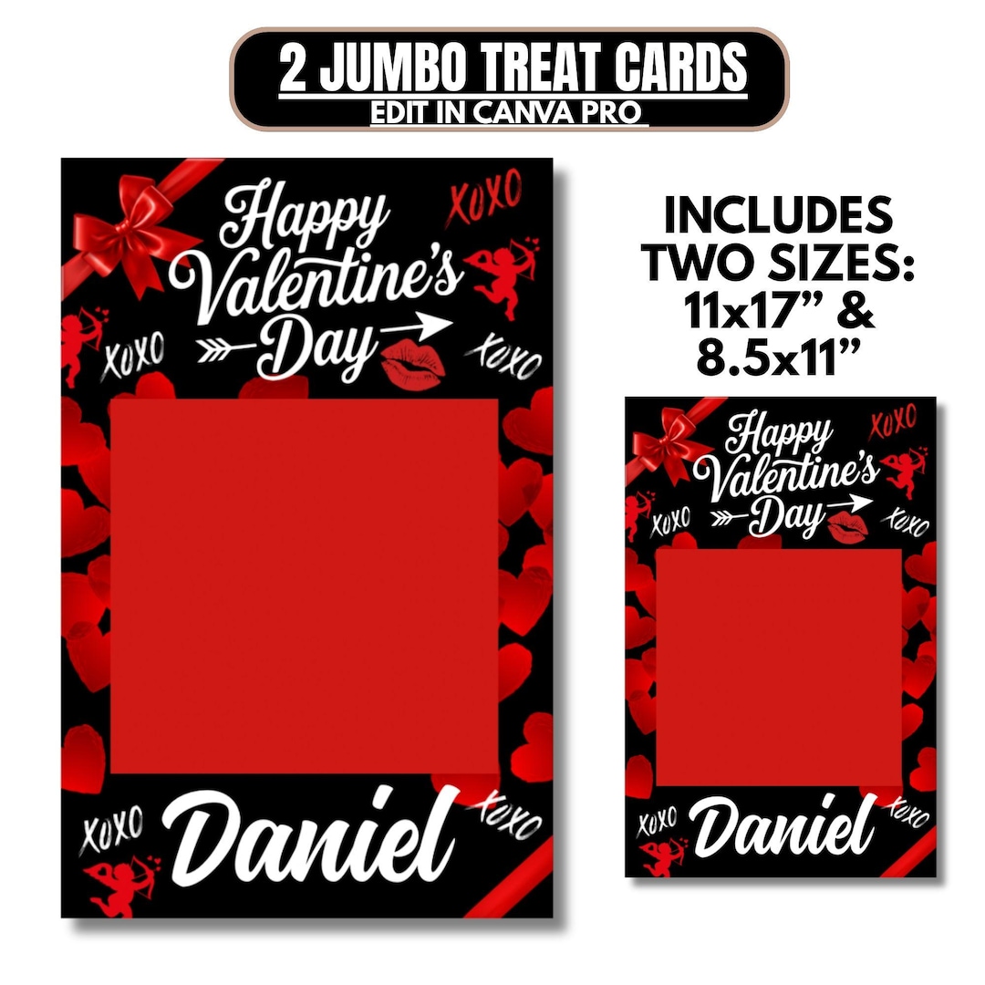 Jumbo Valentines Day Treat Card, Valentines Big Card Canva Template ...