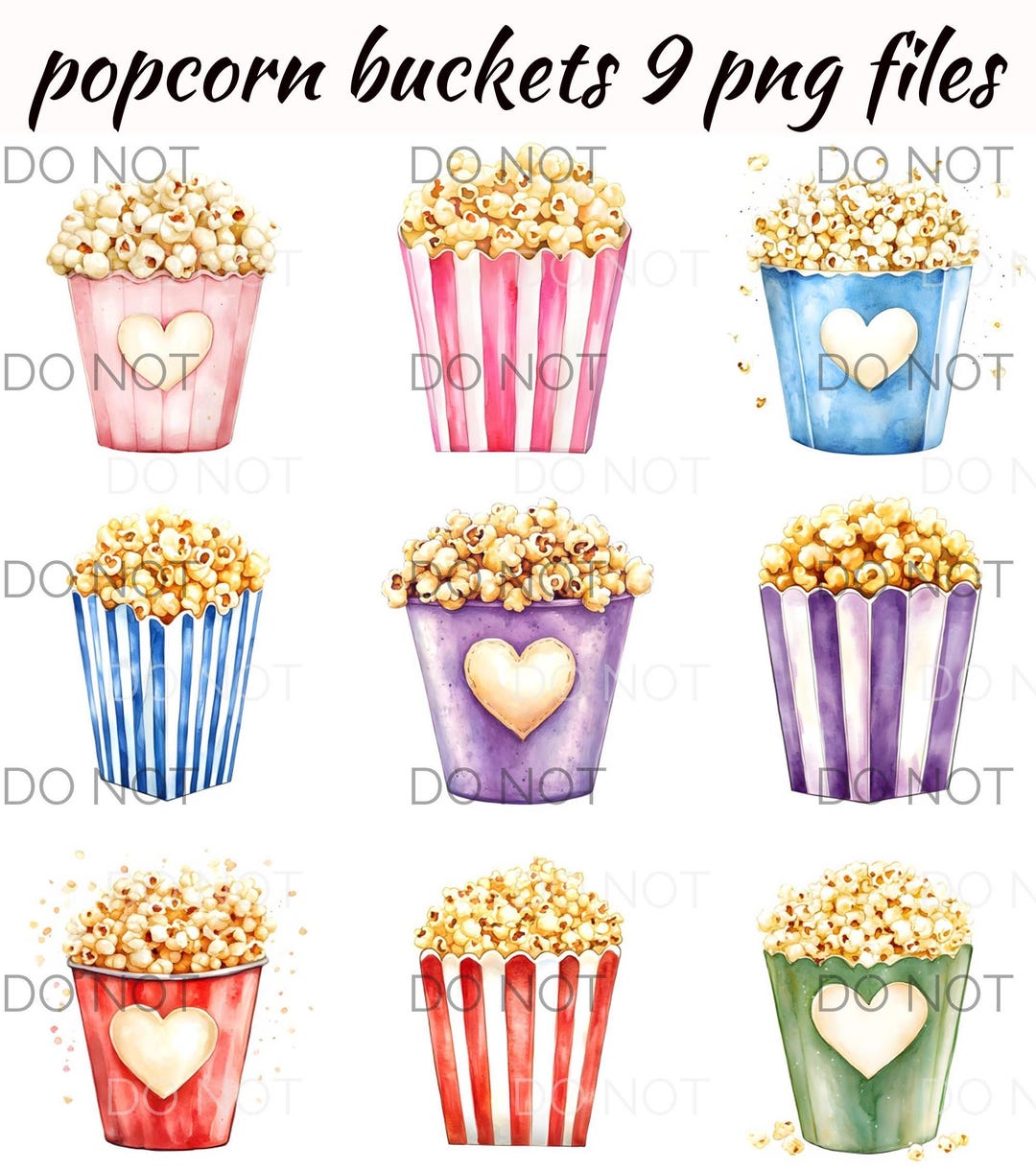 Popcorn Bucket Clipart Png Watercolor Popcorn Commercial Use Movie ...