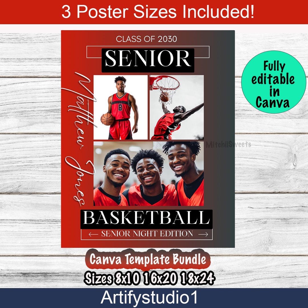 Senior Night Basketball Poster Templates Canva-editable Posters ...