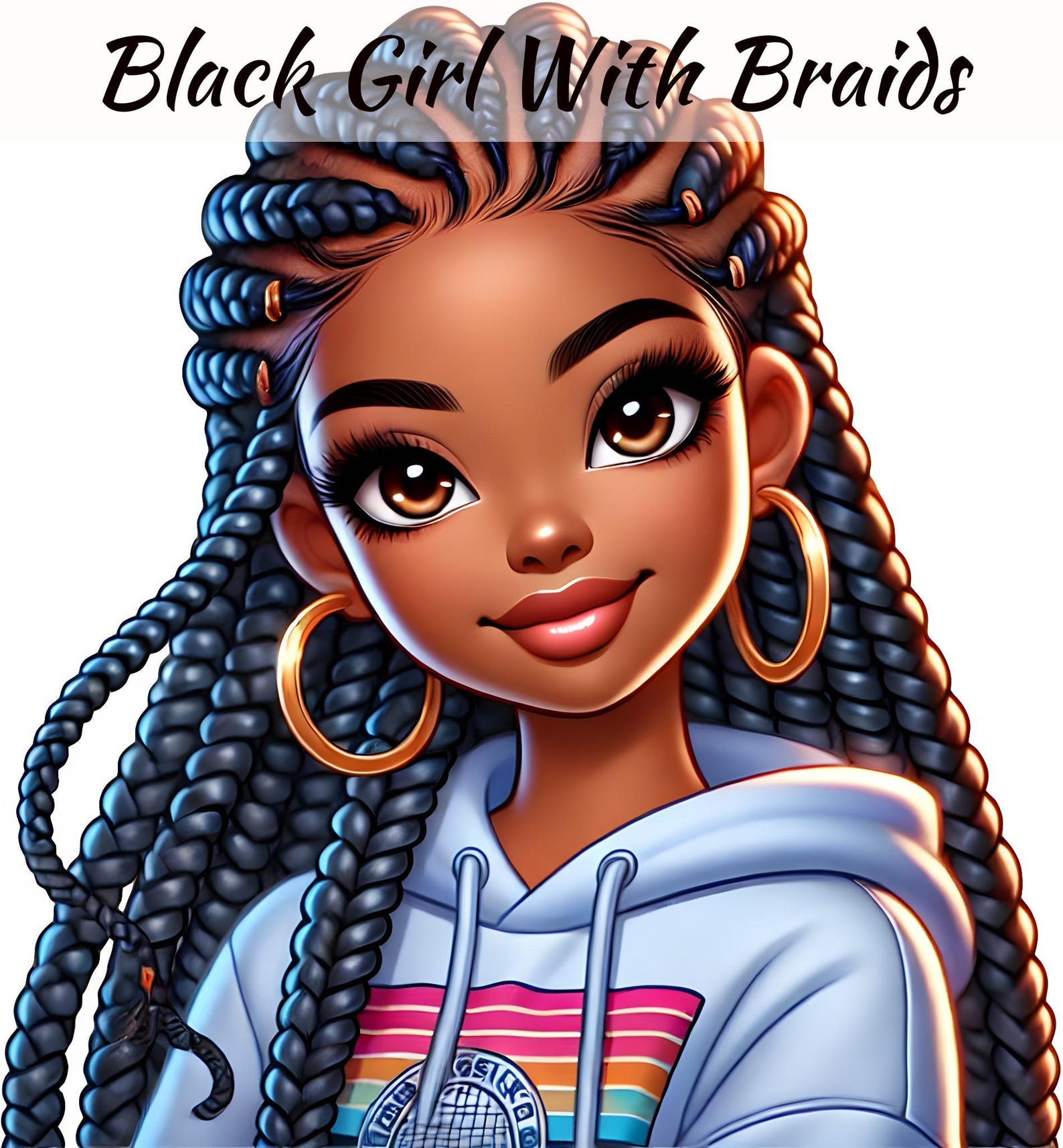 Black Girl With Braids Clip Art Collection- Commercial Use- African ...