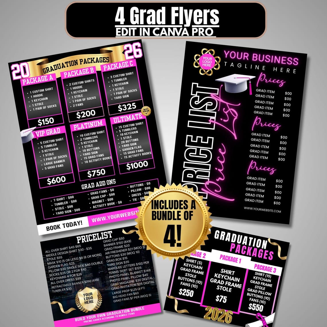 Graduation Price List Canva Editable Graduation Pricing Sheet Flyers ...