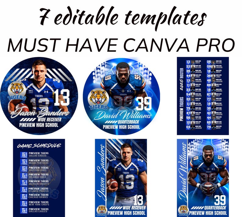 Football Lanyard Editable Template Player Photo Schedule Team Roster ...