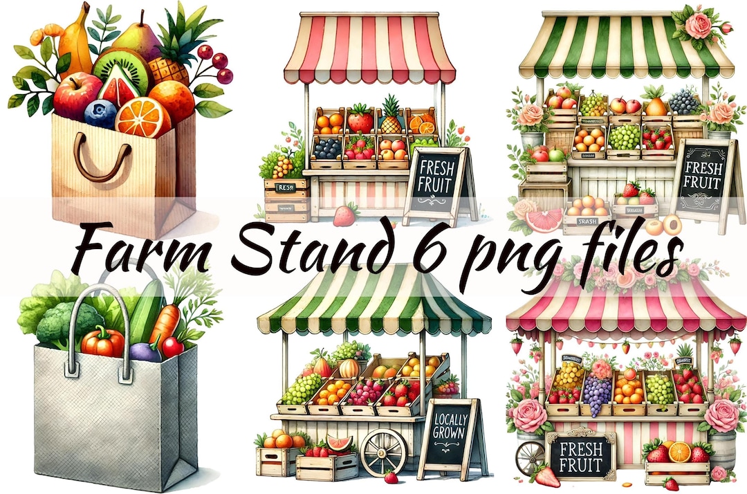 Farm Stand Clipart- Farmers Market Stand- Commercial Collection Resh ...