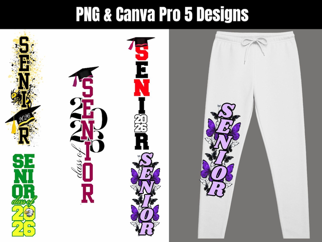 Class of 2026 Senior Pants T Shirt Design Editable Canva Template & PNG ...