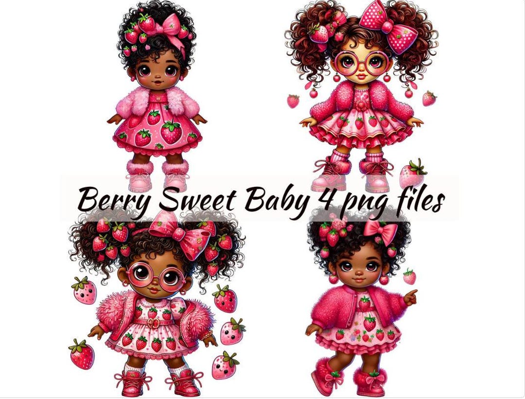Berry Sweet Baby Shower Clipart -african American Black Girl Adorable ...