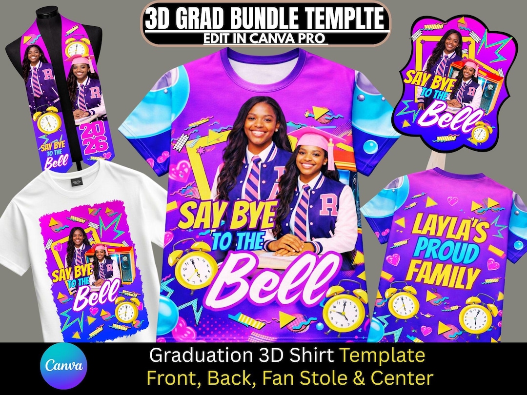 All Over Graduation 3D Tee Shirt Fan Design Bundle Say Bye to the Bell ...
